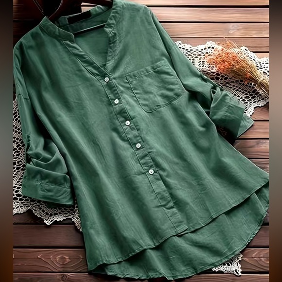 Tops | So Pretty Green Button Up Top | Poshmark